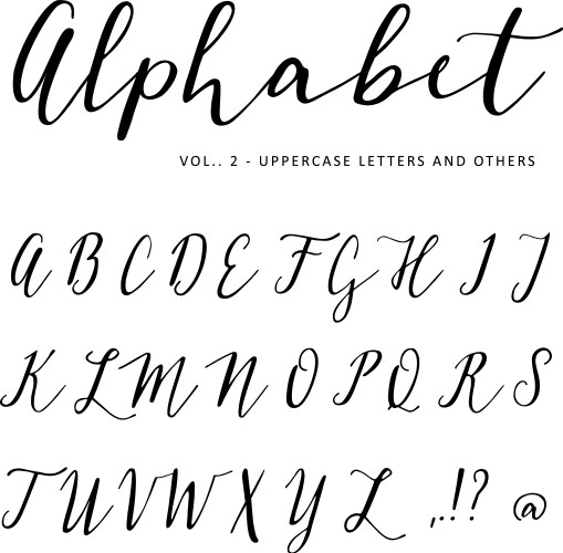 Handwritten calligraphy font alphabet Royalty Free Vector