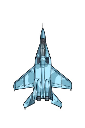 Jet fighter and aircraft top view set Royalty Free Vector