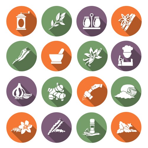 Herbs and spices icons set Royalty Free Vector Image