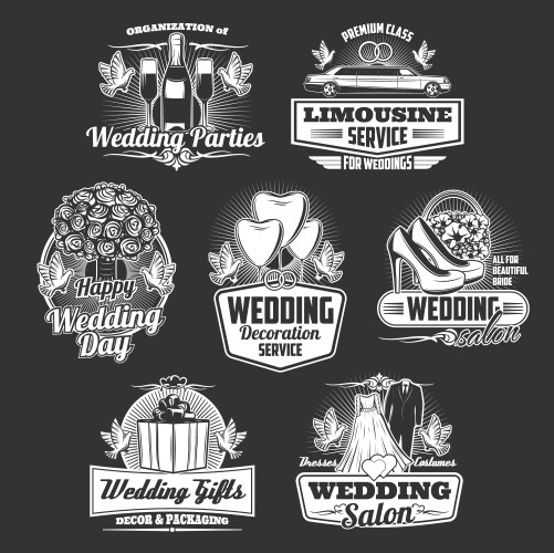 Wedding couples icons Royalty Free Vector Image