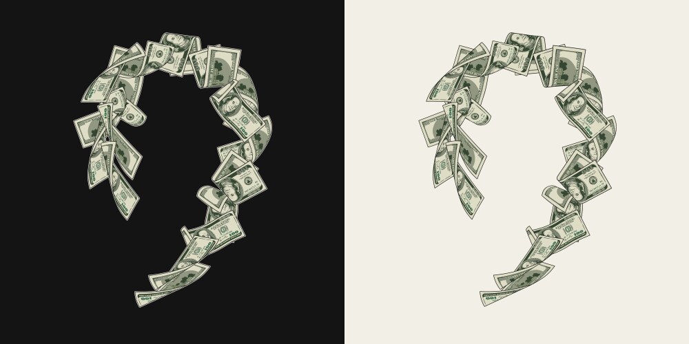 Flying 100 dollar notes banknotes bills Royalty Free Vector