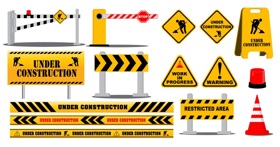 Cartoon road construction background pattern Vector Image