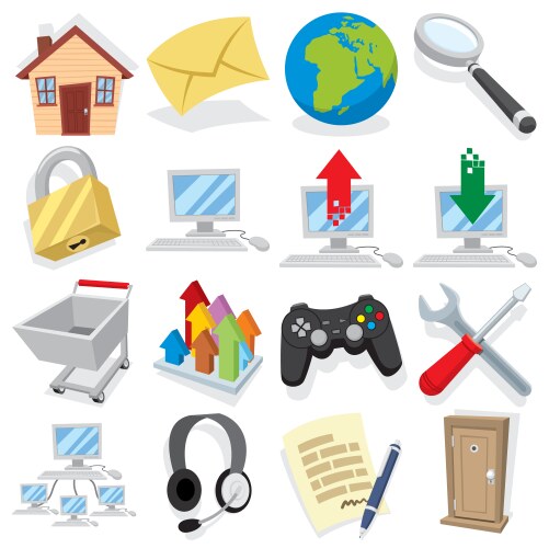 Internet concept globe application icons Vector Image