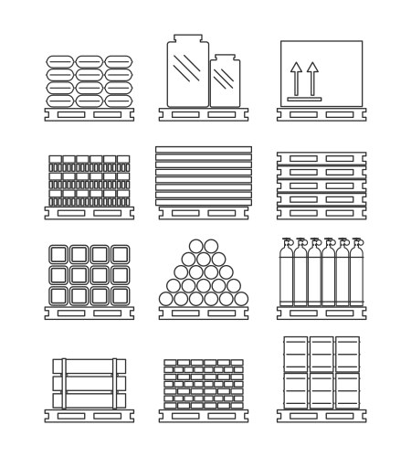 Cargo handling marking symbols in frame set Vector Image