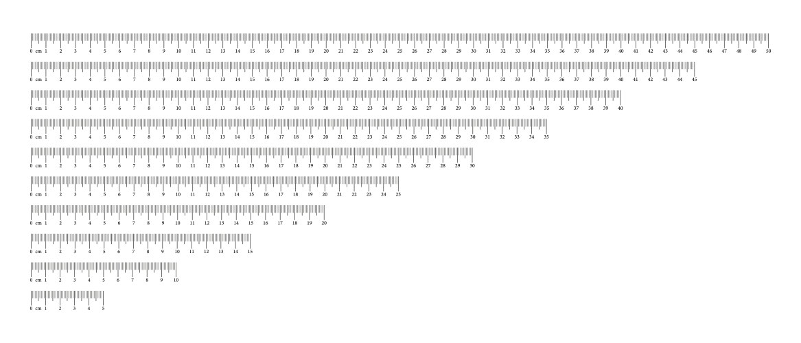 Ruler scale collection with numbers Royalty Free Vector