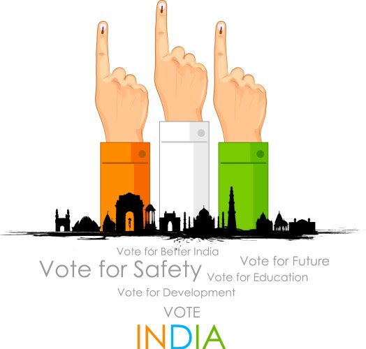 Hand voting sign of tri color of india general Vector Image