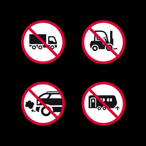 Prohibited signs forbidden round stickers set Vector Image