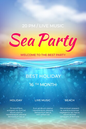 Summer sea party poster Royalty Free Vector Image