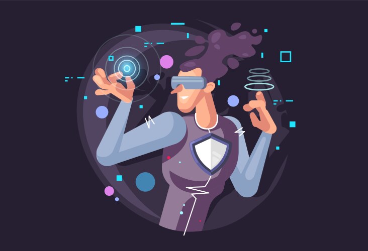 Isometric virtual reality concept a girls and boy Vector Image
