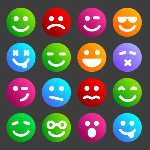 Smiley icon set emoticons positive neutral Vector Image