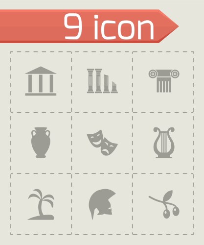 Icons with greece symbols Royalty Free Vector Image
