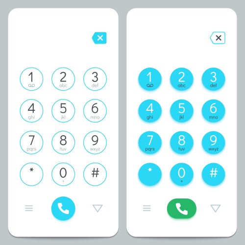 Phone keypad dial numbers on smartphone screen Vector Image