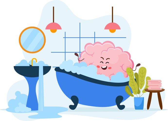 Heart and brain bathing in bath romantic Vector Image