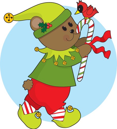 Cute flat bear in christmas hat sleeping on star Vector Image