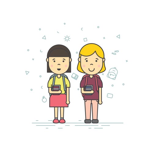 Careless students isolated cartoon Royalty Free Vector Image