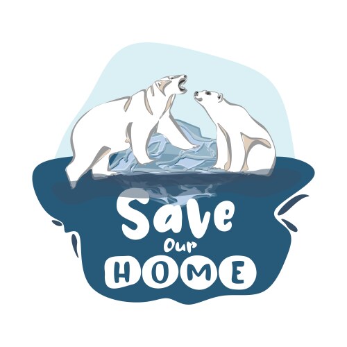 Global warming poster design polar bear standing Vector Image