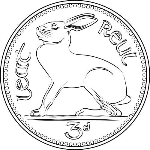 Irish money pre-decimal shilling coin Royalty Free Vector