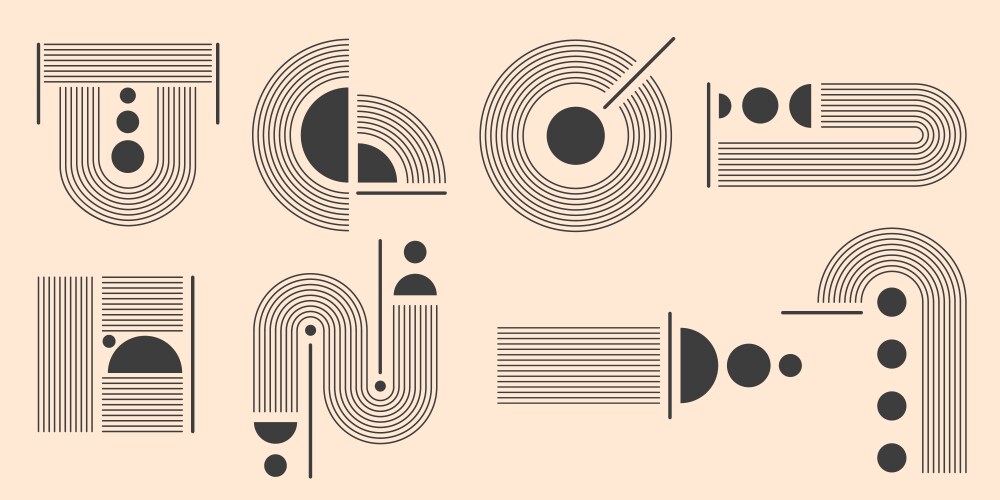 Arch shapes in mid century style Royalty Free Vector Image