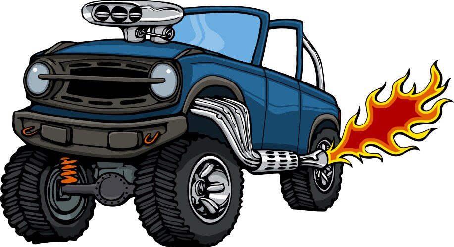Cartoon 4x4 suv with open top Royalty Free Vector Image