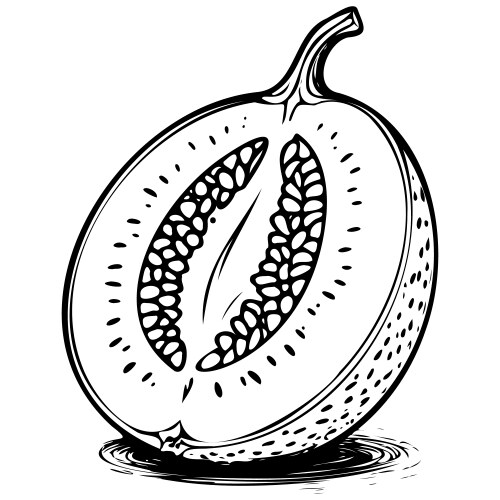 Melon monochrome outline drawing realistic tattoo Vector Image