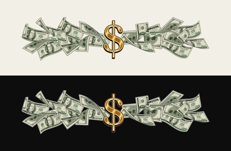 Money horizontal banner with 100 dollar notes Vector Image