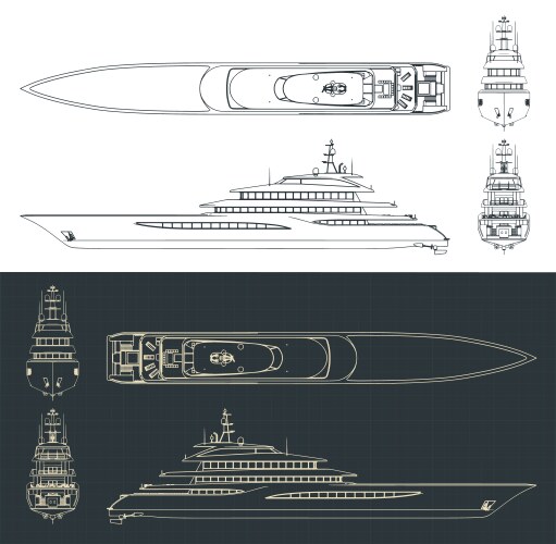 Sailing yacht technical drawings Royalty Free Vector Image