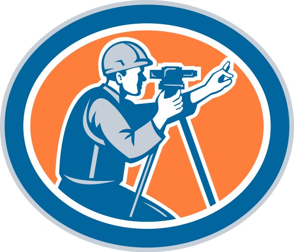 Surveyor geodetic engineer survey theodolite Vector Image