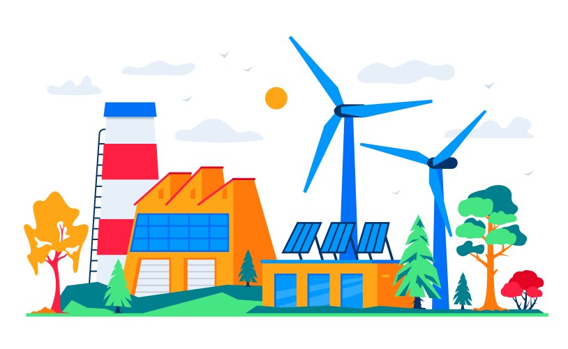 Alternative electricity production icons Vector Image