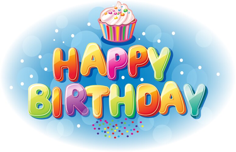 Happy birthday text with party elements Royalty Free Vector
