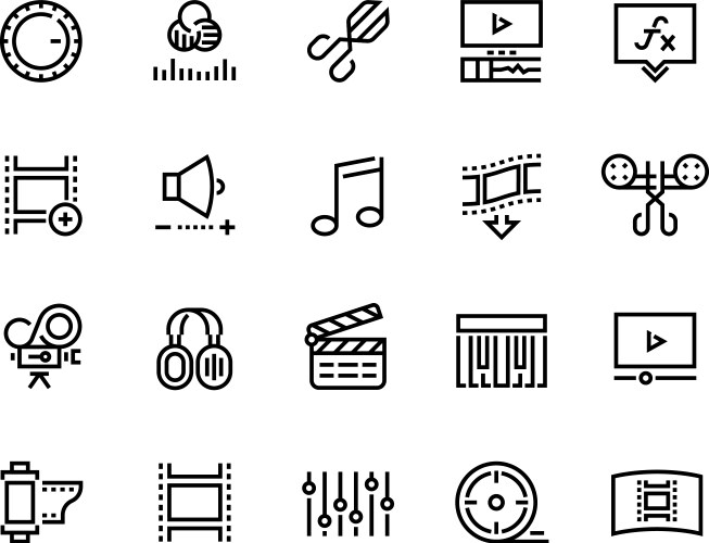 Video editing icon film movie production symbols Vector Image