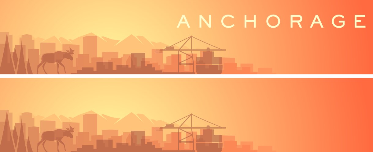 Anchorage single line skyline profile banner Vector Image