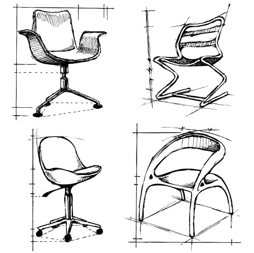 Sets of tables and chairs furniture sketch Vector Image