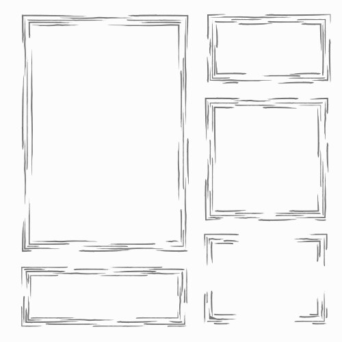 Chalk rectangle frames set hand drawn pencil Vector Image