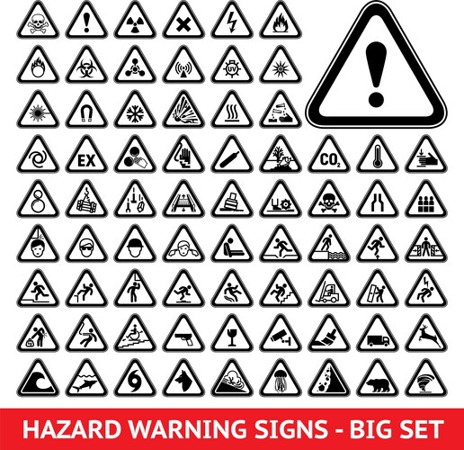 Triangle warning sign danger symbols safety Vector Image