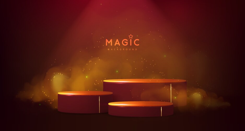 Magic blue showcase with 3d podium and steam Vector Image