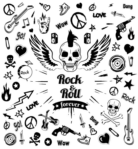 Rock forever skull poster Royalty Free Vector Image