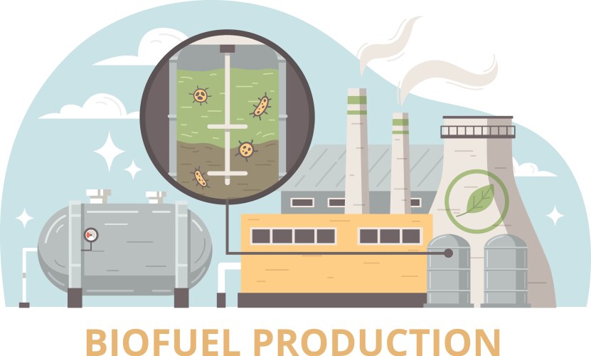 Biofuel production infographics scheme Royalty Free Vector