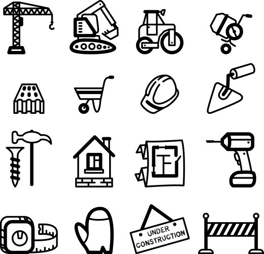 Architecture construction building icon set Vector Image Architecture construction building icon set Vector Image