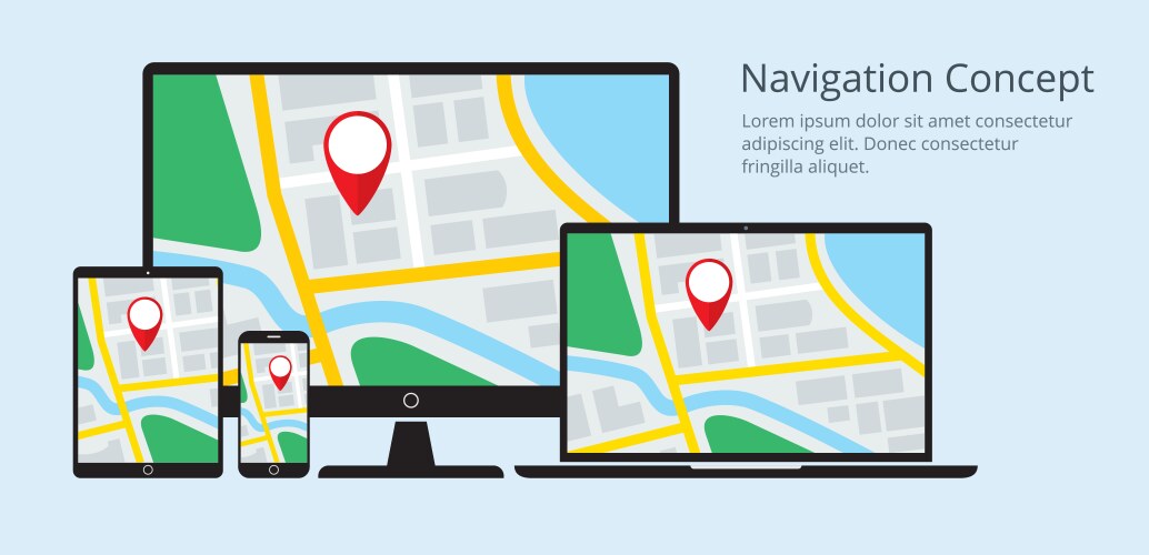Gps navigation application Royalty Free Vector Image