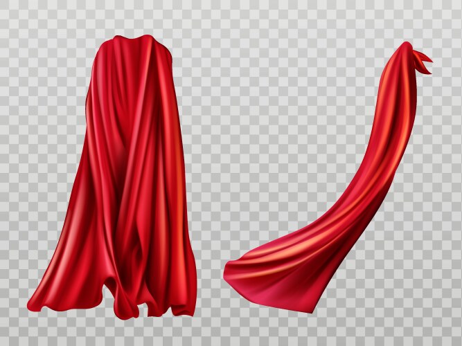 Realistic set of red cloaks with hoods Royalty Free Vector