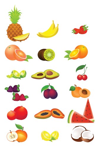 Happy cartoon fresh tropical fruits Royalty Free Vector