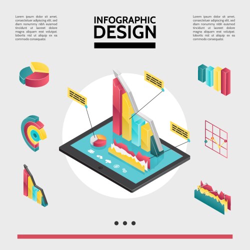 Isometric infographic 3d diagrams graphs Vector Image