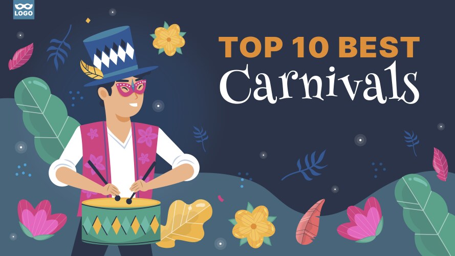 Carnival celebration youtube thumbnail Royalty Free Vector