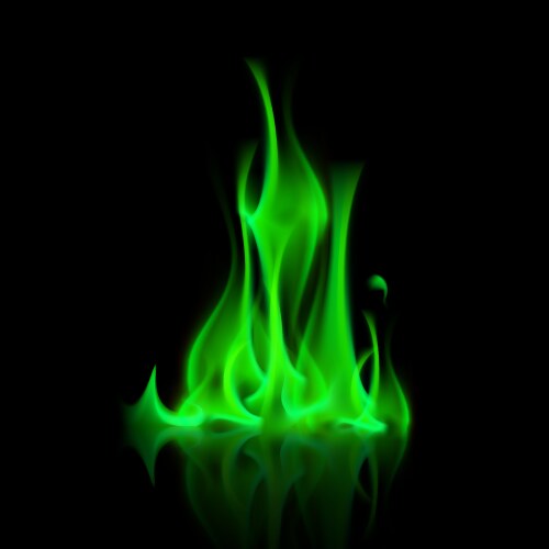 Realistic green fire flames poster abstract Vector Image