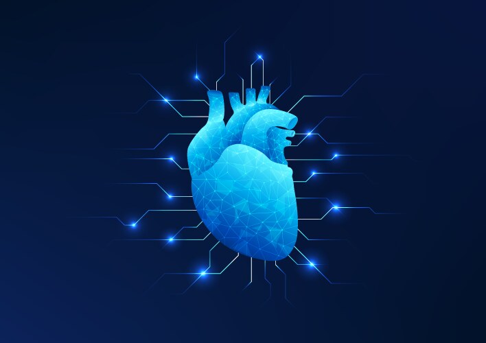 Medical technology background heart connected Vector Image