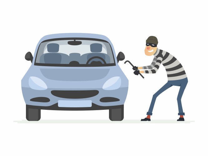 Car thief - cartoon people characters Royalty Free Vector