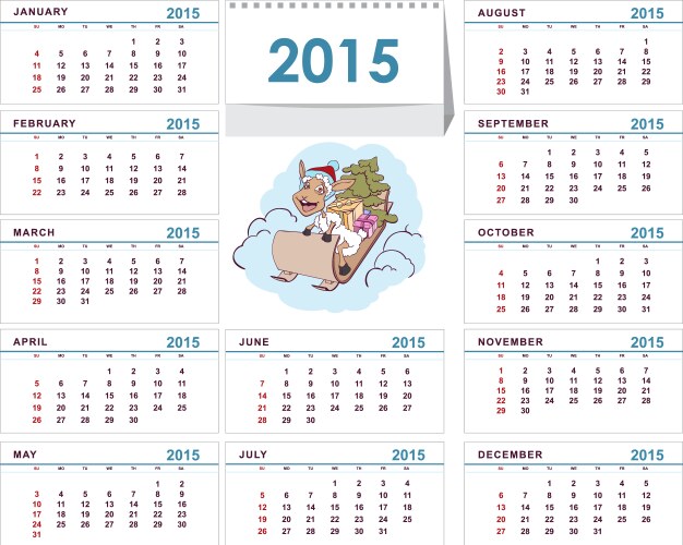 2015 calendar Royalty Free Vector Image - VectorStock