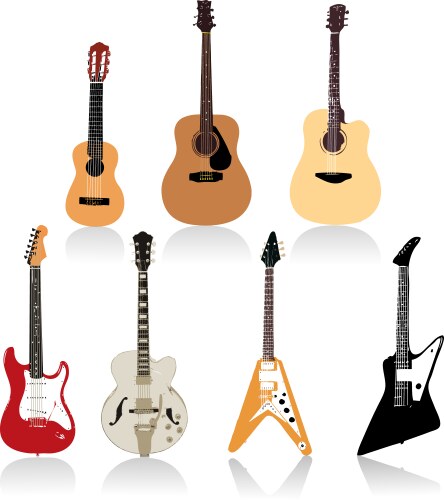 Set of isolated guitars Royalty Free Vector Image