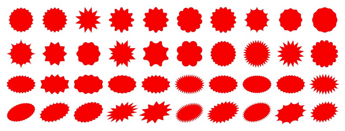 Starburst Promotional Badges - Red Royalty Free Vector Image