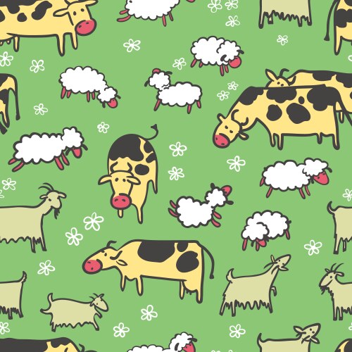Seamless pattern with funny cow Royalty Free Vector Image